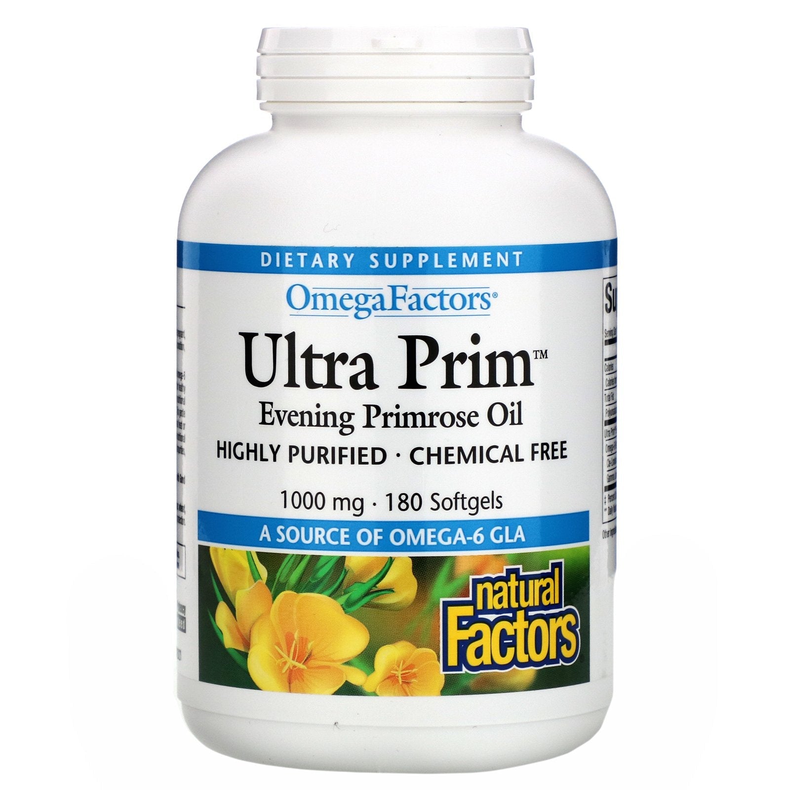 Natural Factors Ultra Prim Evening Primrose Oil 1000 mg - 180 Softgels ...
