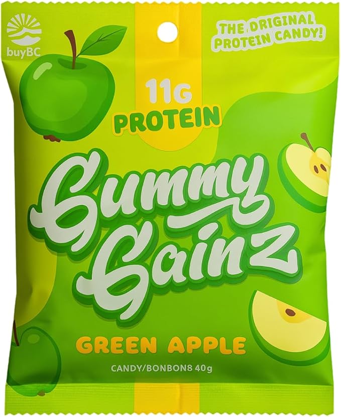 Gummy Gainz Protein Candy Gummies Green Apple 49g – Pure Nature ...